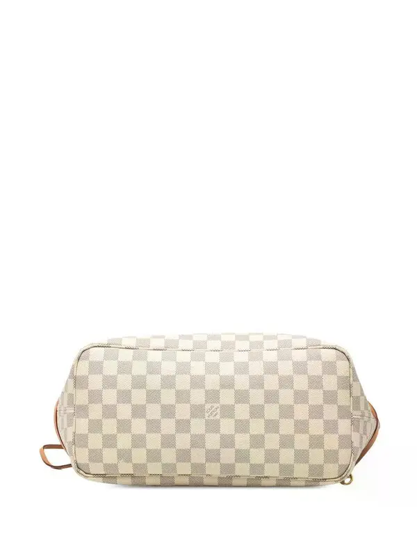 LOUIS VUITTON Damier Azur Neverfull Mm Tote Bag - White