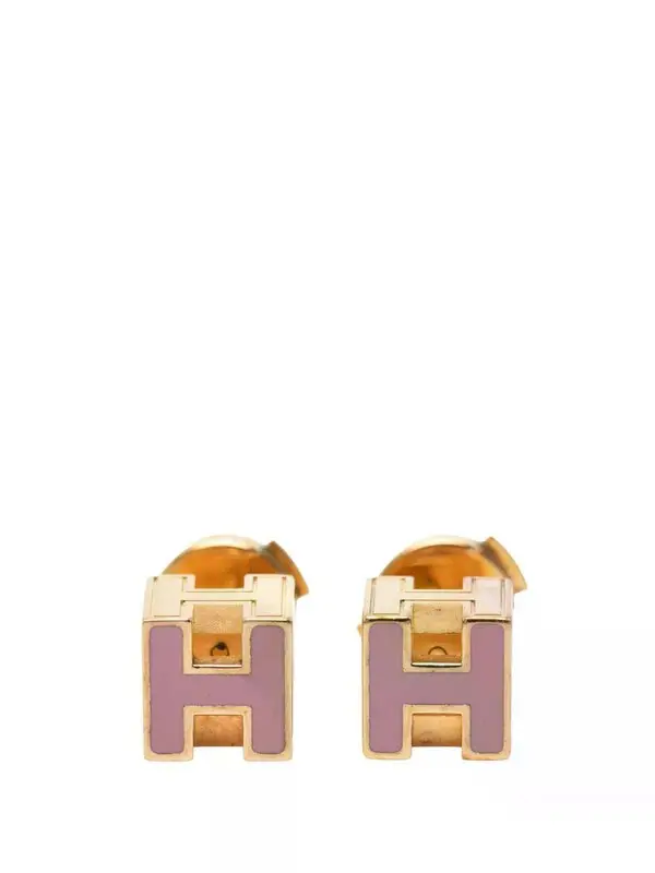 Hermès 1990-2010 Enamel Cage Dh Cube Earrings - Purple