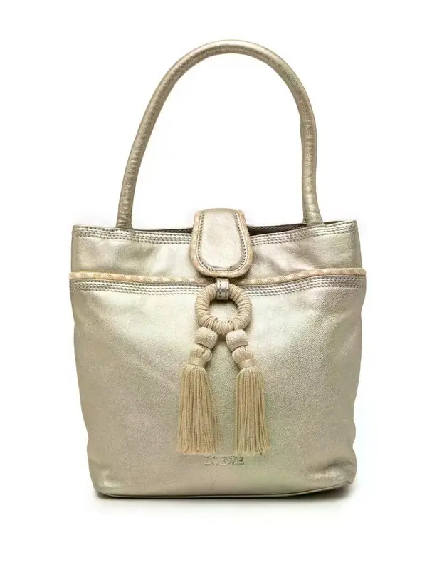 Loewe 2000-2010 Metallic Leather Fringe Handbag - Gold