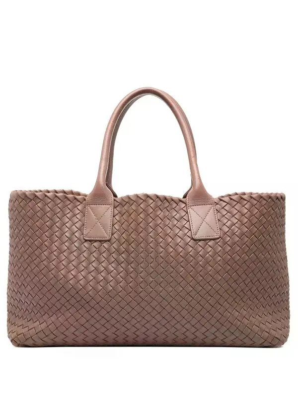 Bottega Veneta 2013-2014 Medium Intreccio Cabat Tote Bag - Brown