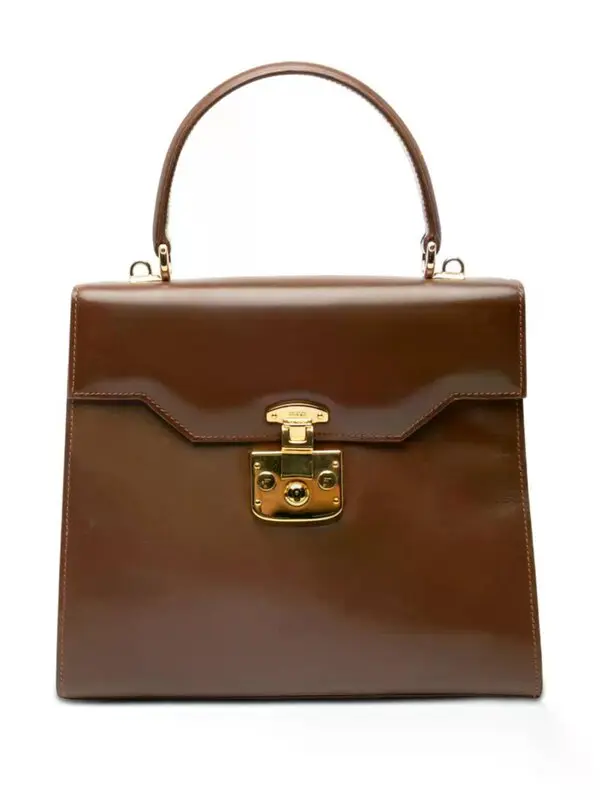 Gucci 20th Century Calfskin Lady Lock Satchel - Brown