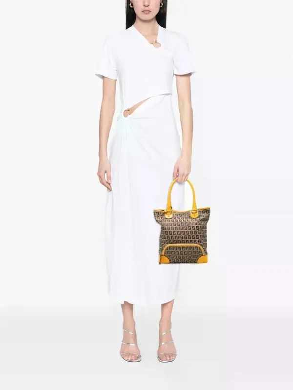 Fendi 2000-2010 Zucchino Canvas Chef Front Pocket Tote Bag