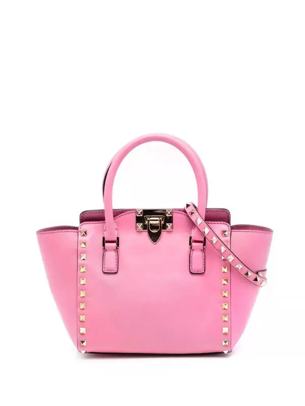 Valentino Garavani 2000-2017 Mini Leather Rockstud Double Handle Tote Satchel - Pink