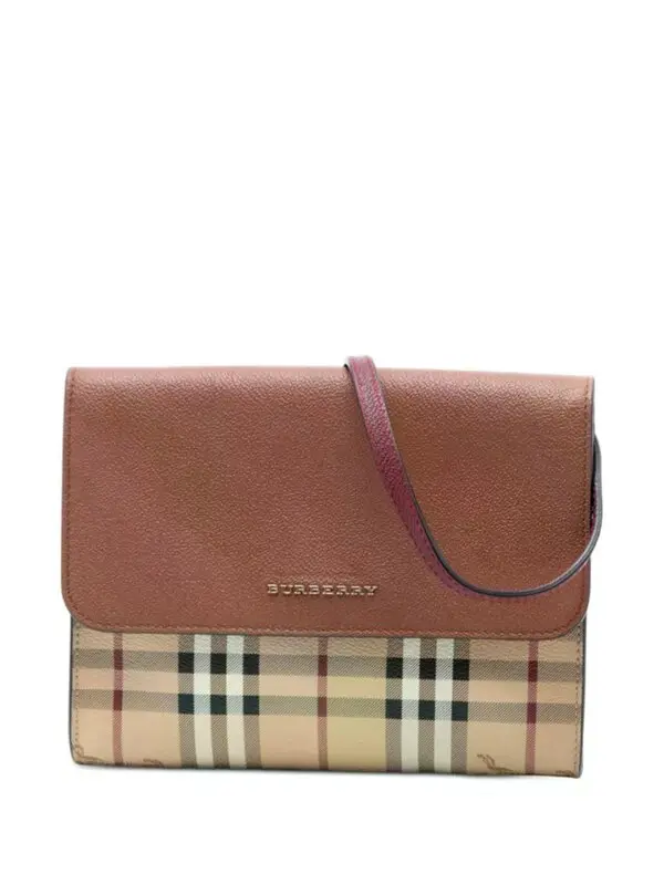 Burberry Haymarket Check Coated Canvas And Calfskin Loxley Crossbody Bag - Brown