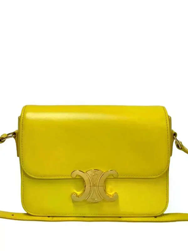 Celine 2019 Teen Shiny Calfskin Triomphe Crossbody Bag - Yellow