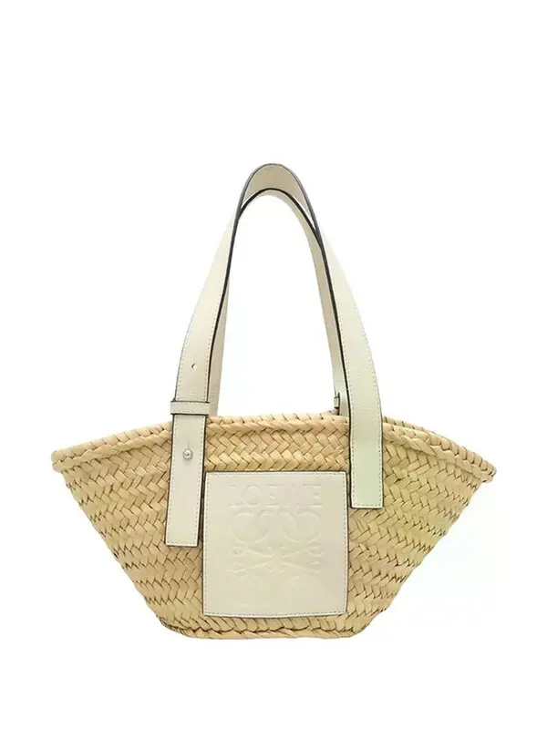 Loewe Small Raffia Anagram Basket Tote Bag - Neutrals