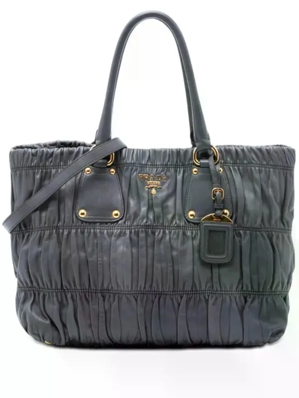 Prada 2010-2026 Nappa Gaufre Satchel - Grey