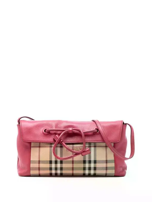 Burberry Haymarket Check Coated Canvas Leah Crossbody Bag - Pink
