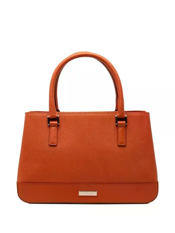 Burberry Leather Top Handle Tote Bag - Orange