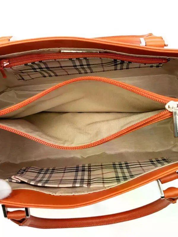 Burberry Leather Top Handle Tote Bag - Orange