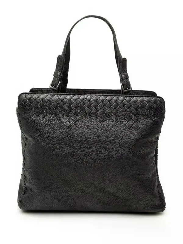 Bottega Veneta Grained Calfskin Intrecciato Tote Bag - Black