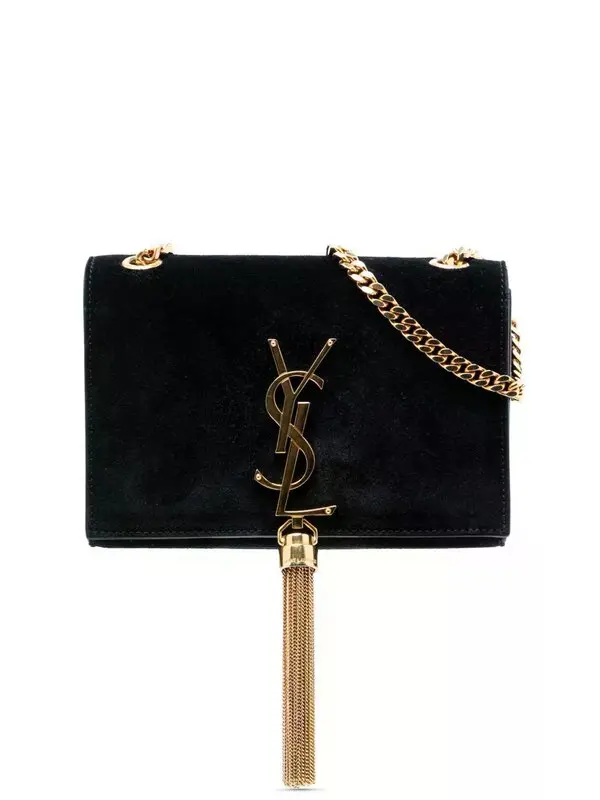 Saint Laurent 2014 Small Suede Monogram Kate Tassel Crossbody Bag - Black