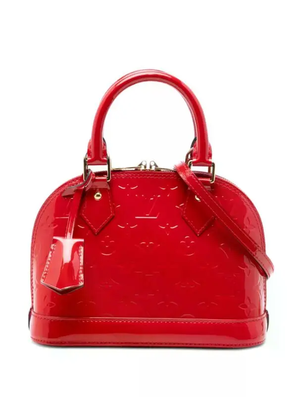 LOUIS VUITTON 2014 Monogram Vernis Alma Bb Satchel - Red