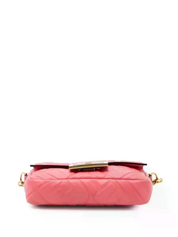 Fendi Mini Zucca Embossed Leather Baguette Satchel