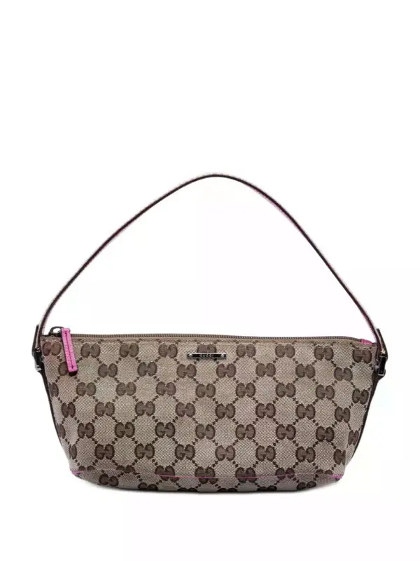 Gucci Gg Canvas Web Boat Shoulder Bag - Pink