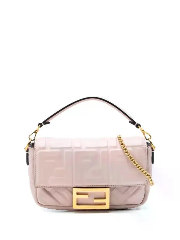 Fendi Mini Zucca Embossed Leather Baguette Satchel - Pink