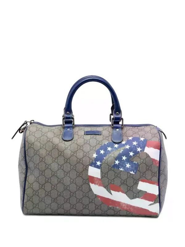 Gucci Medium Gg Supreme American Flag Boston Bag - Neutrals