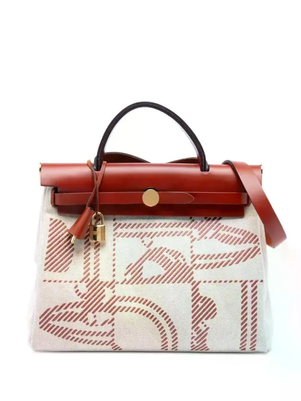 Hermès 2022 Toile H And Vache Hunter Brides De Gala Herbag Zip 31 Satchel - Brown