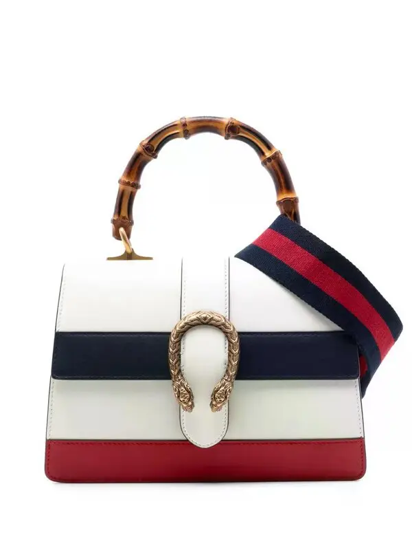 Gucci Leather Bamboo Dionysus Web Satchel - White