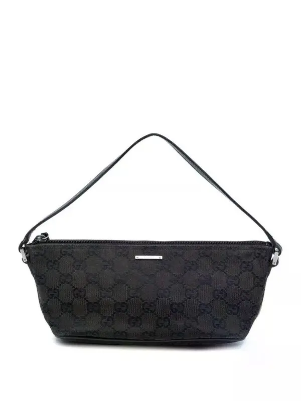 Gucci Gg Canvas Boat Shoulder Bag - Black