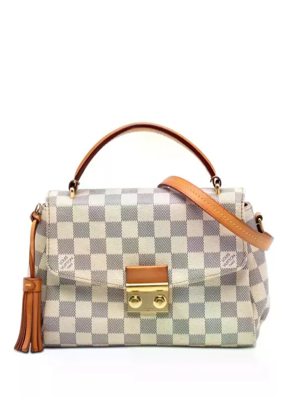 LOUIS VUITTON 2017 Damier Azur Croisette Satchel - White