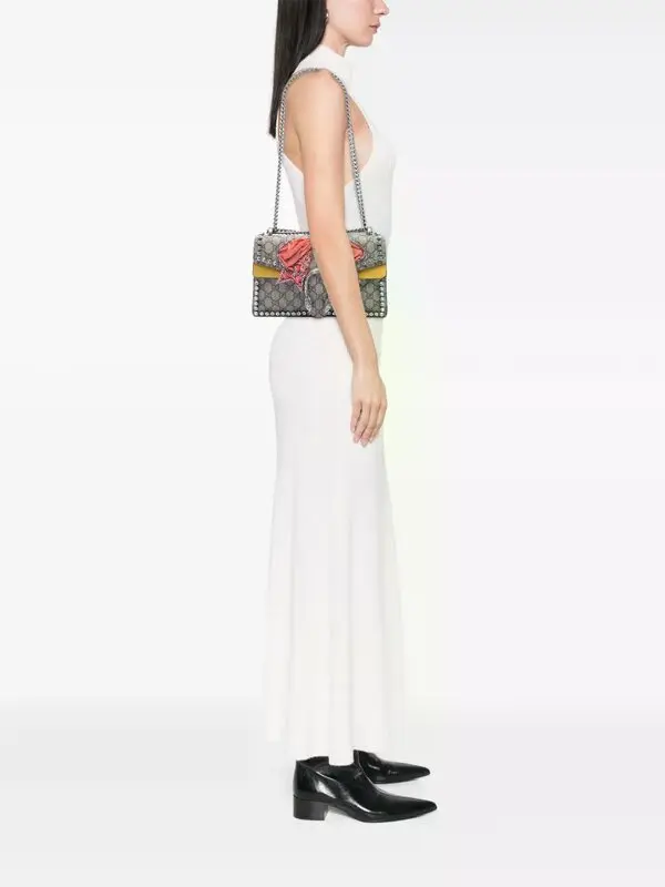 Gucci Gg Supreme Dionysus Shoulder Bag With Crystal Bow - Neutrals