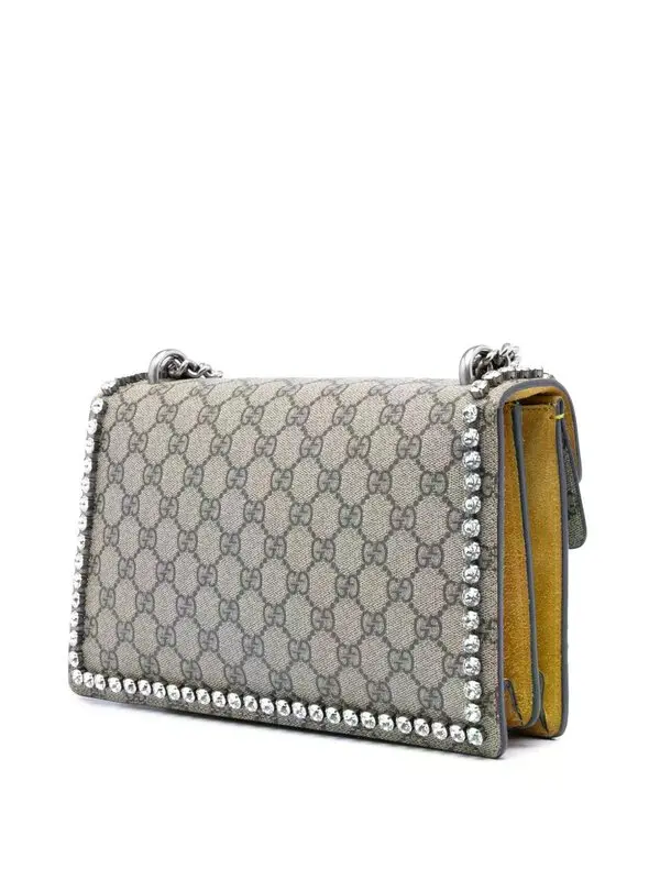 Gucci Gg Supreme Dionysus Shoulder Bag With Crystal Bow - Neutrals