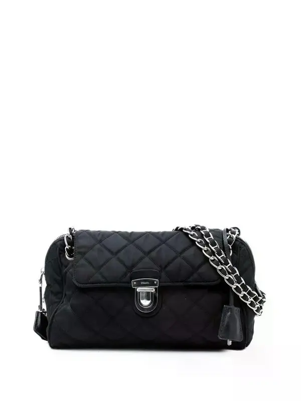 Prada Impuntu Tessuto Chain Flap Crossbody Bag - Black