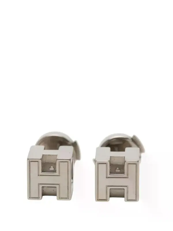 Hermès 2000-2025 Cage D'h Cube Earrings - Silver