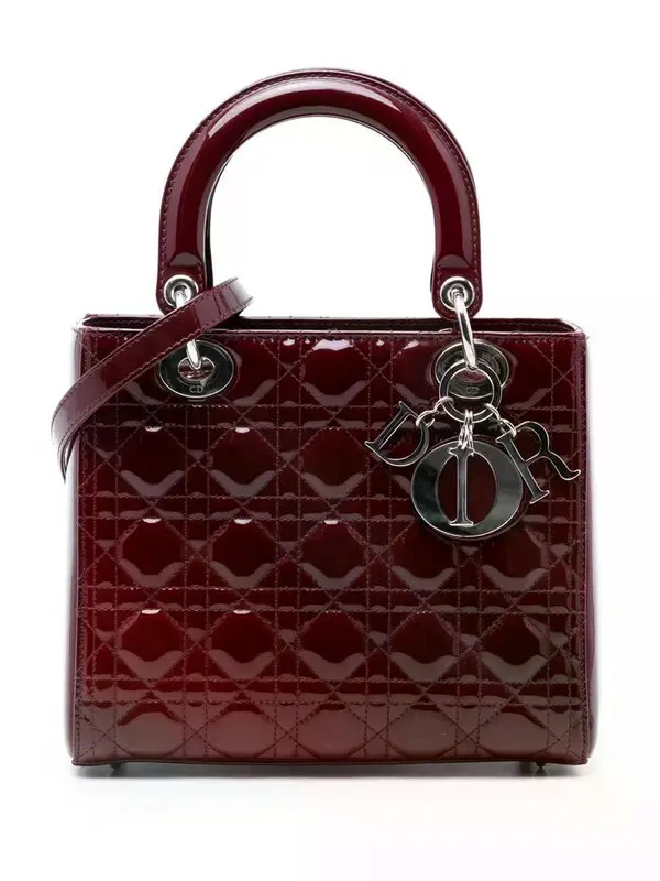 Dior 2011 Medium Patent Cannage Lady Satchel - Red