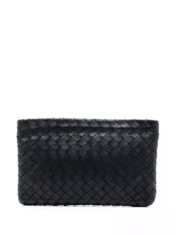 Bottega Veneta Large Nappa Intrecciato Flat Zip Pouch - Black