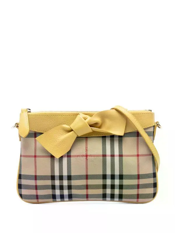 Burberry Haymarket Check Coated Canvas Bow Tie Crossbody Bag - Neutrals