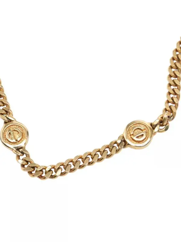 Dior 1980-1990 Plated Cd Logo Chain Necklace Costume Necklace - Gold