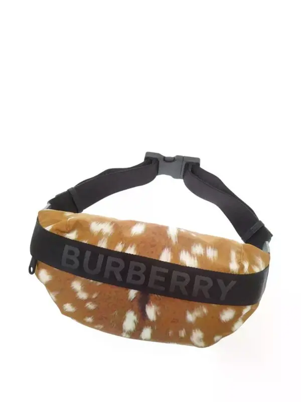 Burberry Logo Printed Nylon Belt Bag - Brown