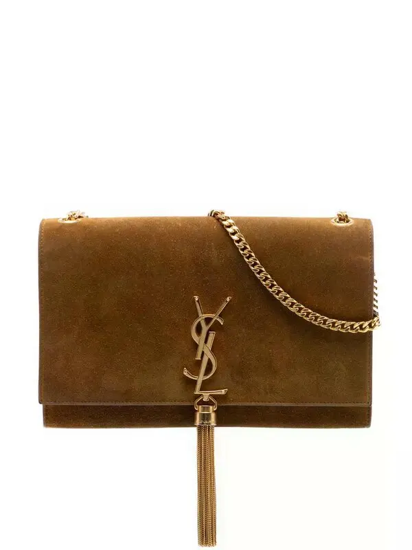 Saint Laurent 2016 Medium Suede Monogram Kate Tassel Crossbody Bag - Brown