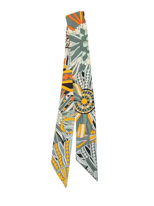 Hermès 2015-2025 Les Flots Du Cheval Silk Twilly Scarf Scarves - Grey