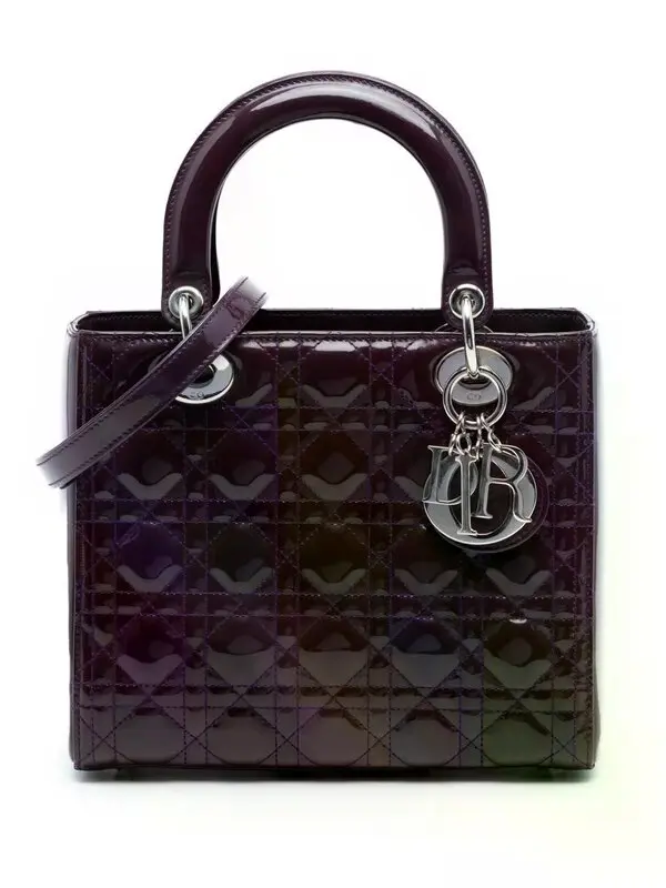 Dior 2015 Medium Patent Cannage Lady Satchel - Purple