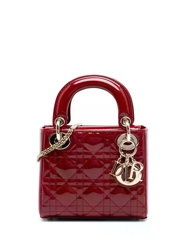 Dior 2017 Mini Patent Cannage Lady Satchel - Red