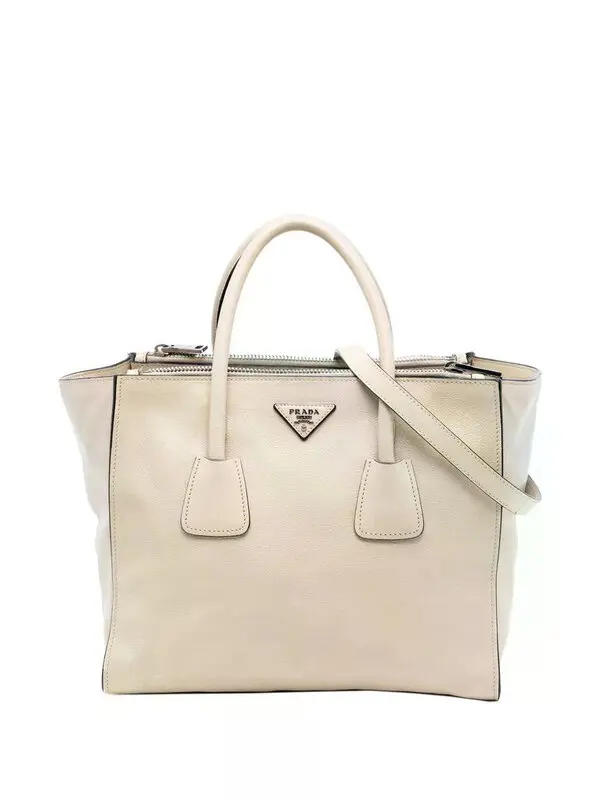 Prada 2010-2026 Vitello Daino Twin Pocket Satchel - White