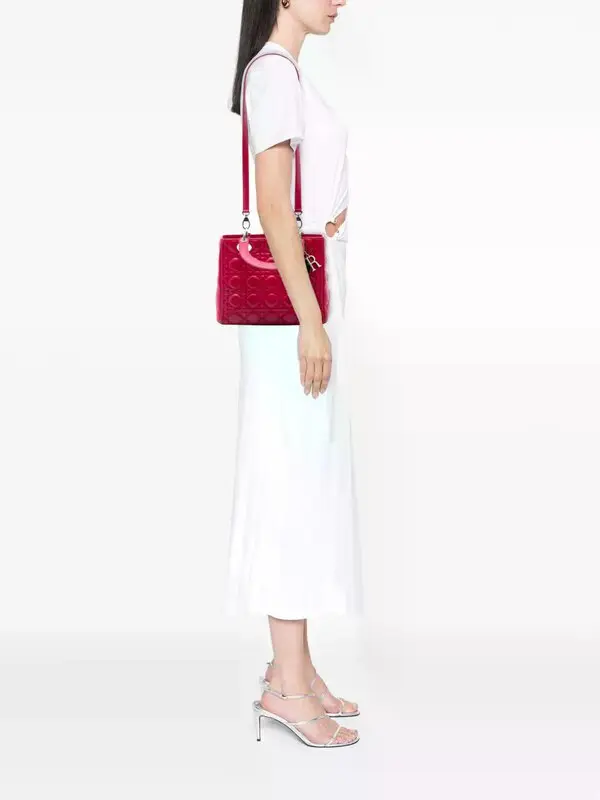 Dior 2011 Medium Lambskin Cannage Lady Satchel - Red
