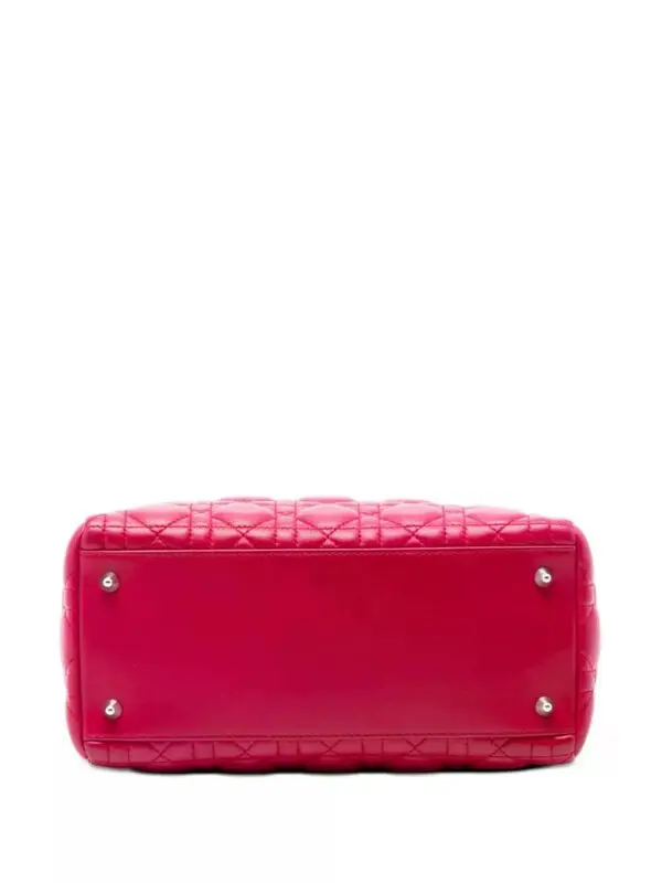Dior 2011 Medium Lambskin Cannage Lady Satchel - Red