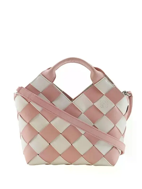 Loewe Mini Woven Calfskin Basket Bag - Pink