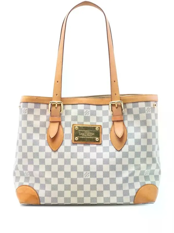LOUIS VUITTON 2009 Damier Azur Hampstead Mm Tote Bag - White