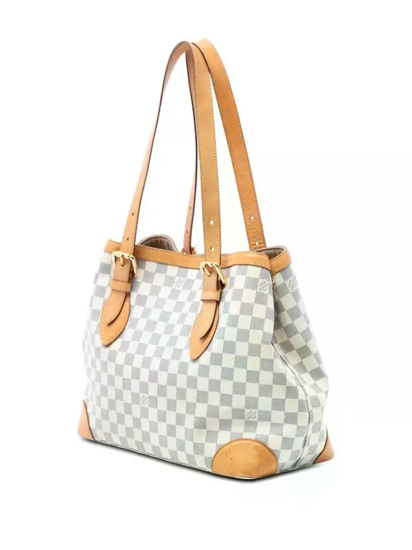 LOUIS VUITTON 2009 Damier Azur Hampstead Mm Tote Bag - White