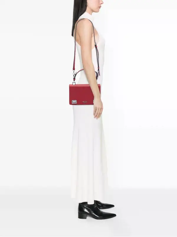 Prada Saffiano Double Turn Lock Top Handle Satchel