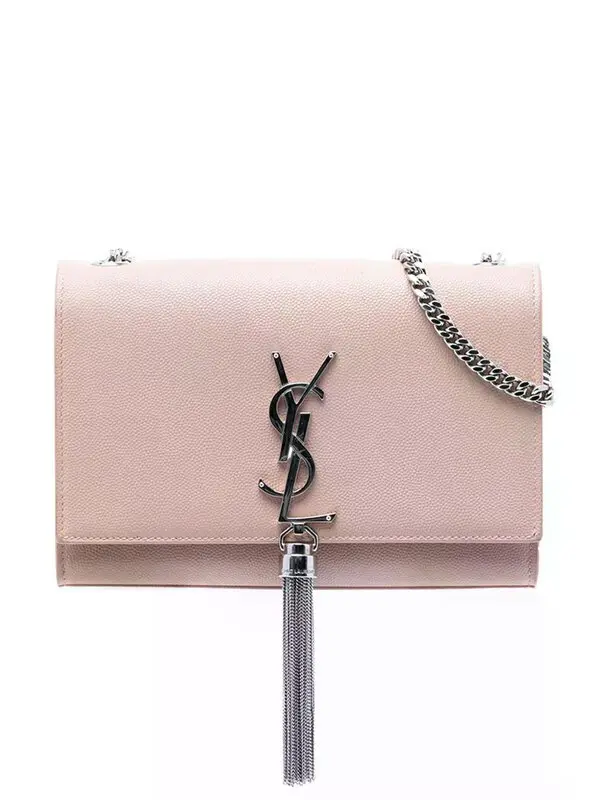Saint Laurent 2018 Small Grain De Poudre Monogram Kate Tassel Crossbody Bag - Pink