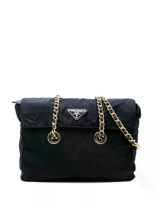 Prada 2000-2013 Tessuto Chain Shoulder Bag - Blue