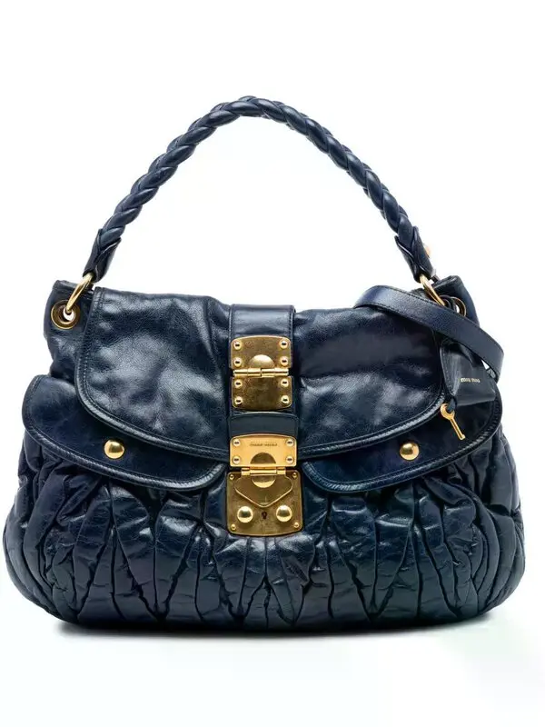 Miu Miu 2010 Matelasse Nappa Coffer Satchel - Blue