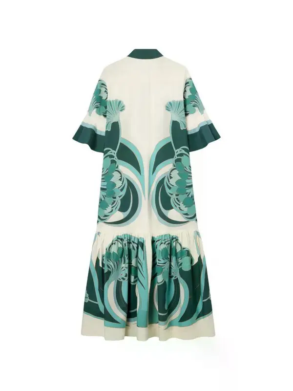 La DoubleJ Artemis Ruffled Floral Print Dress - Neutrals