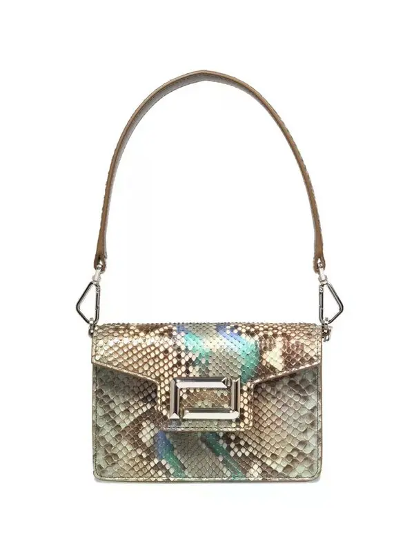 LANCEL Mini Amgele Python Jewel Signature Flap Bag - Green